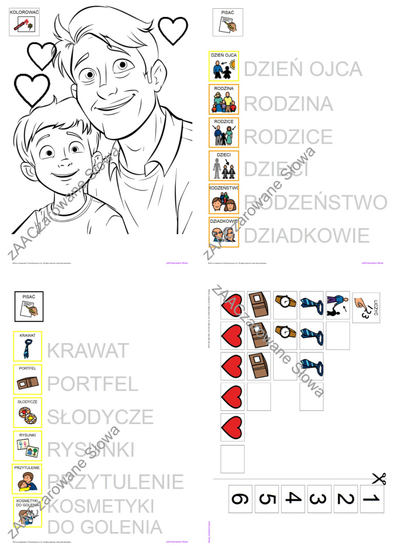 DZIEŃ OJCA - CAŁY PAKIET AAC, KARTY PRACY, SYMBOLE PCS > zAACzarowane Słowa